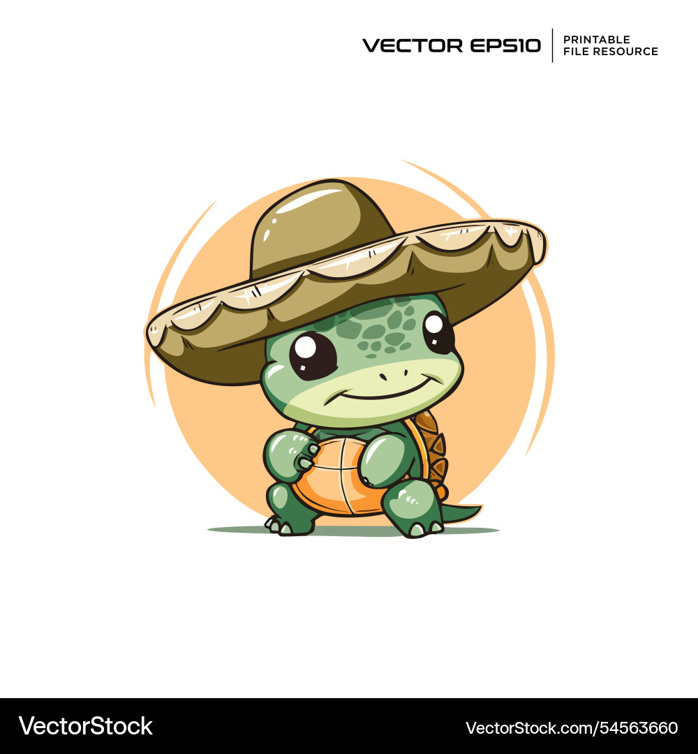 Turtle wearing a hat character mascot logo Vector Image