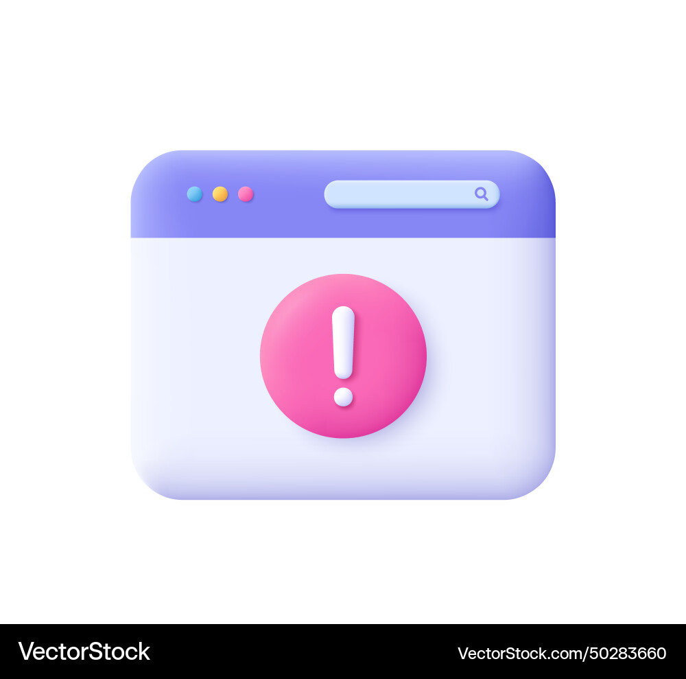 Web page with exclamation sign website window Vector Image