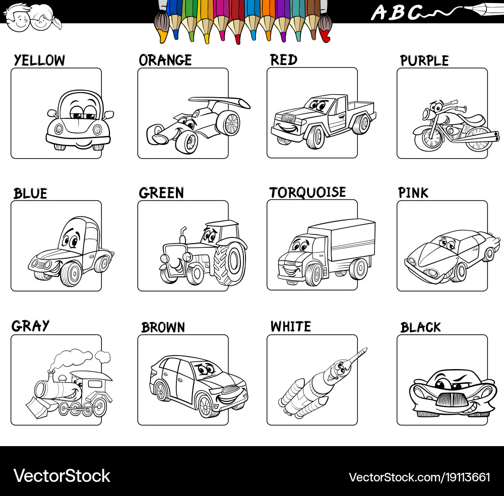 Basic colors activity worksheet for coloring Vector Image