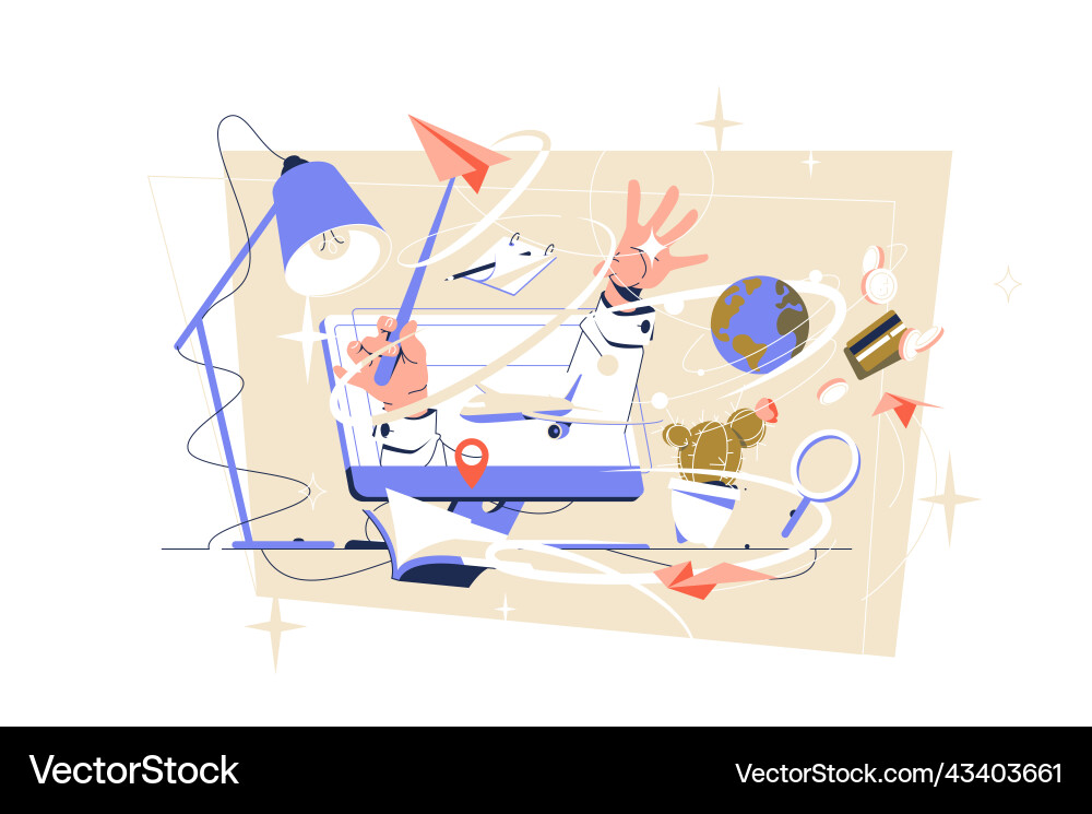 Character make magic out of laptop screen Vector Image
