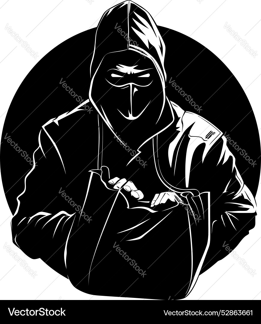 Covert capture robber emblem filched fortune Vector Image