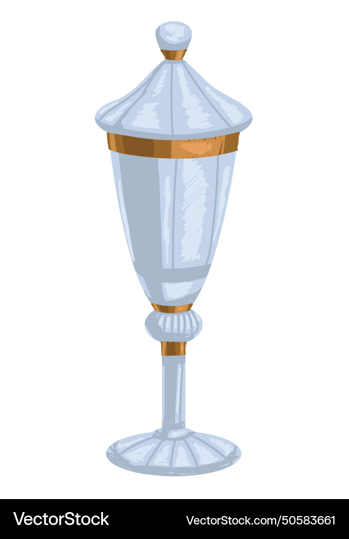 Crystal goblet with lid or urn gold decor Vector Image