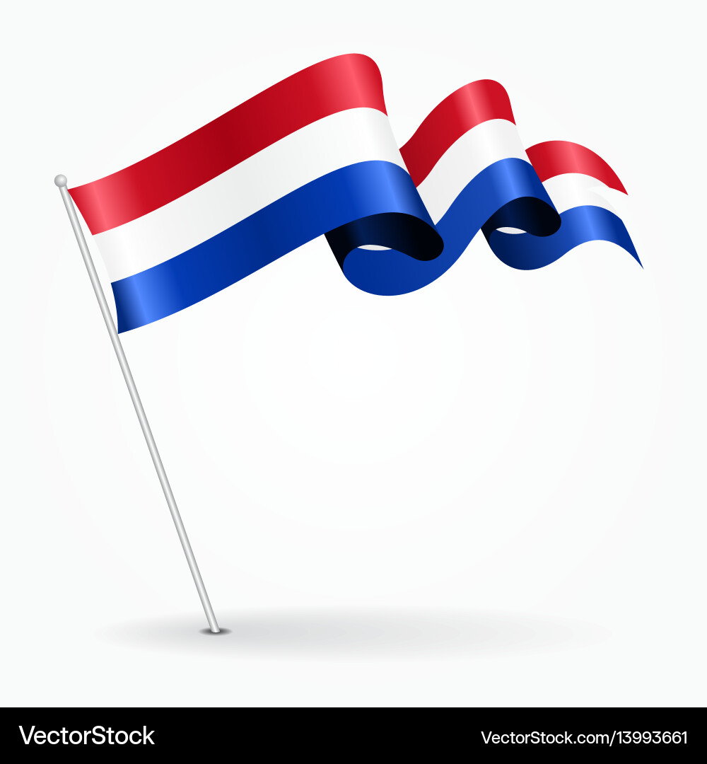 Dutch pin wavy flag Royalty Free Vector Image - VectorStock