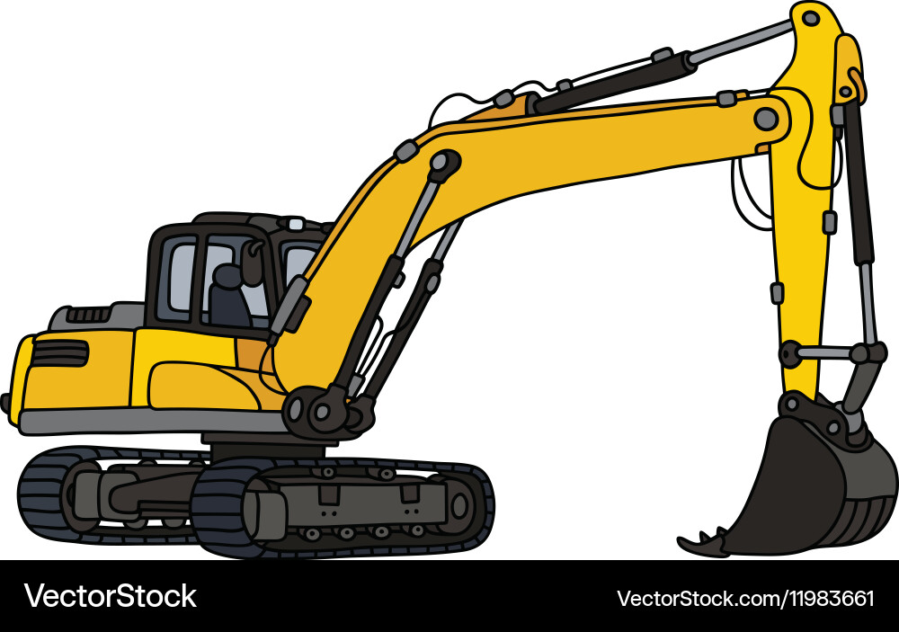 Large Yellow Excavator Royalty Free Vector Image