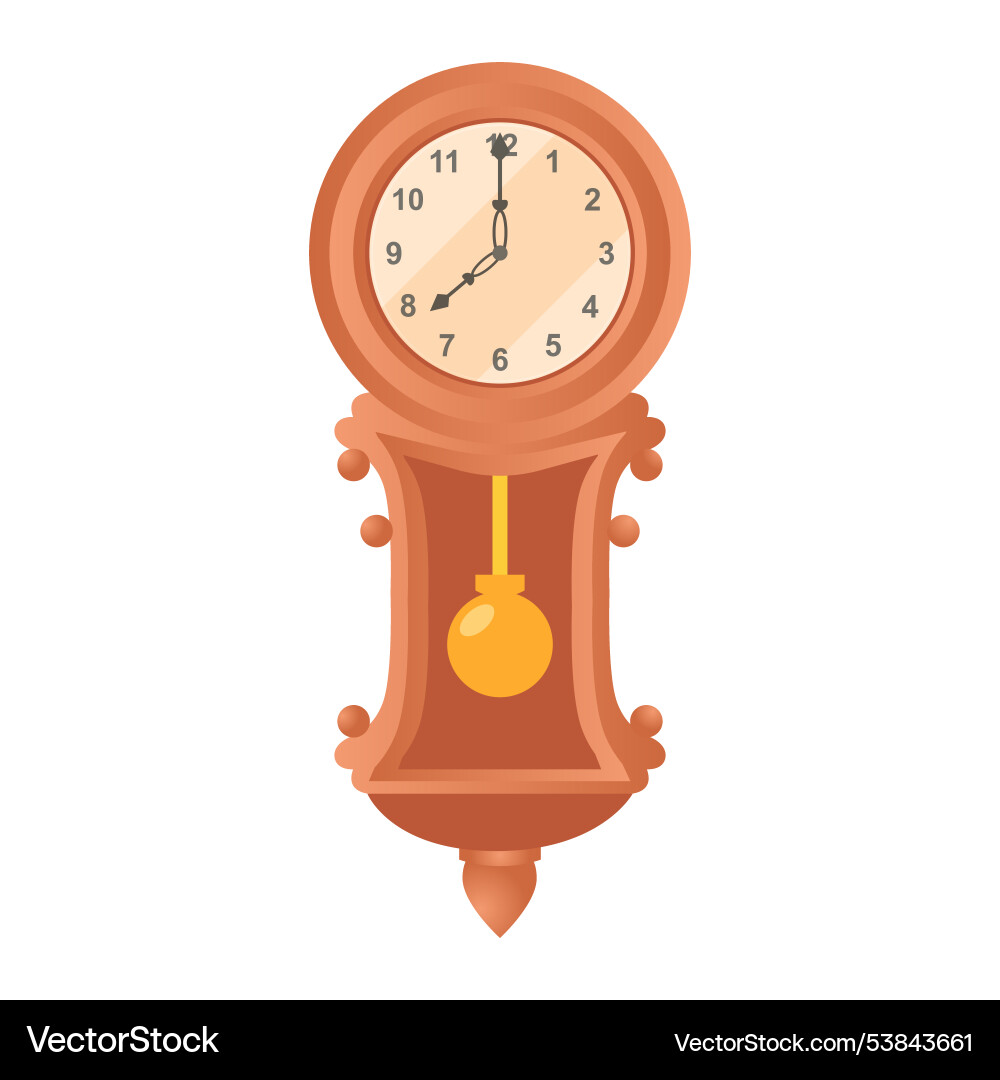 Pendulum clock in flat design vintage classic Vector Image