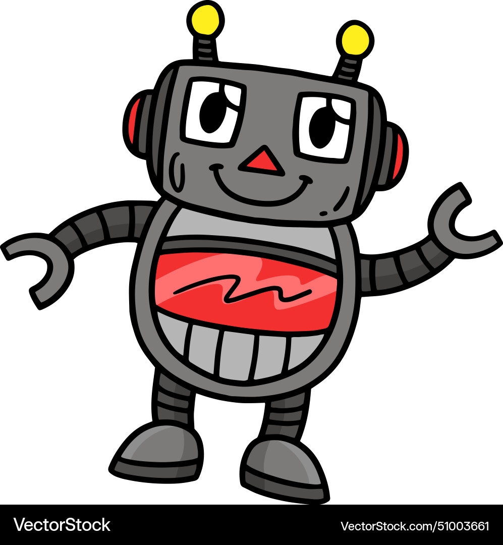 Robot toy cartoon colored clipart Royalty Free Vector Image