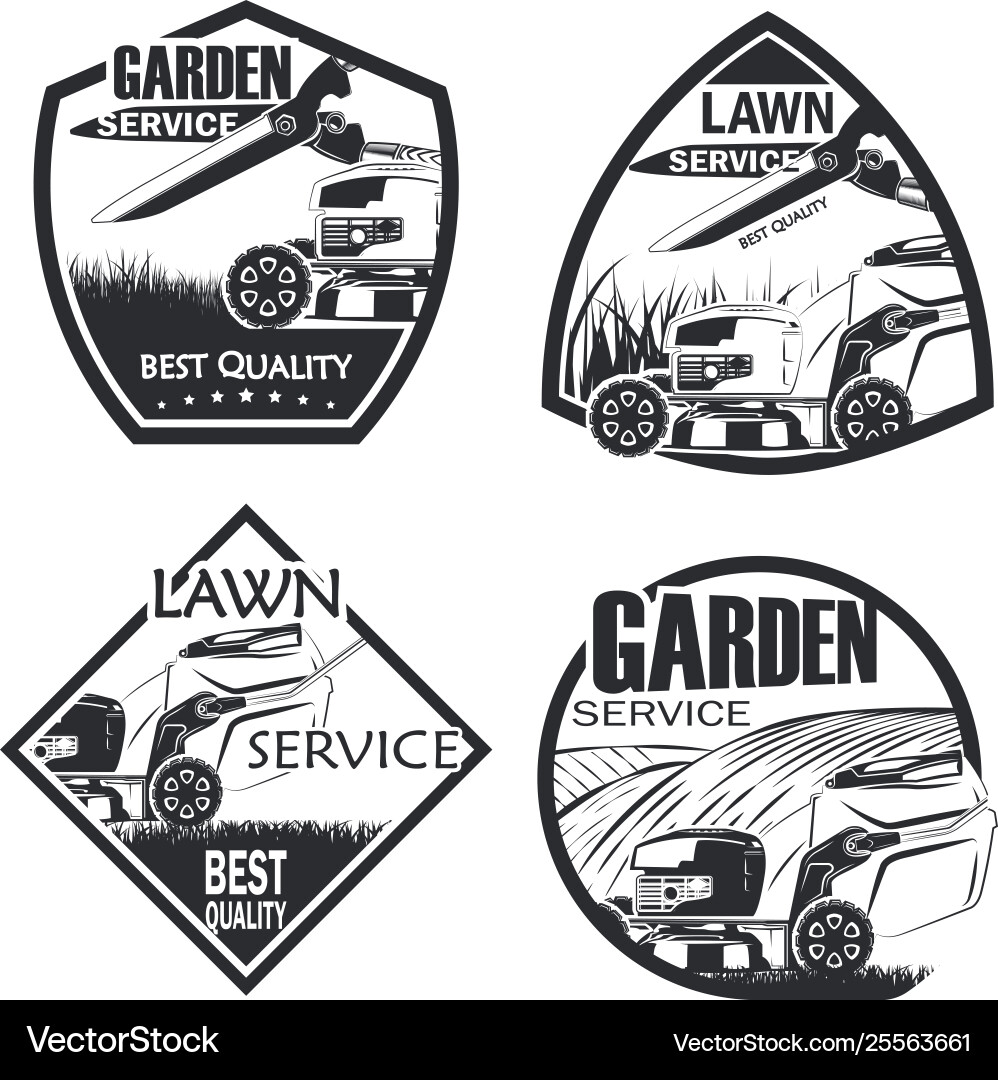 Set 4 lawn service Royalty Free Vector Image - VectorStock