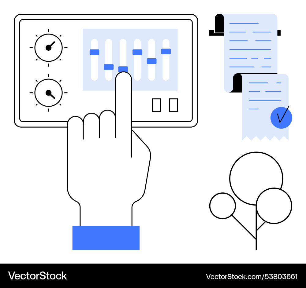 Simplified control panel with settings adjustment Vector Image