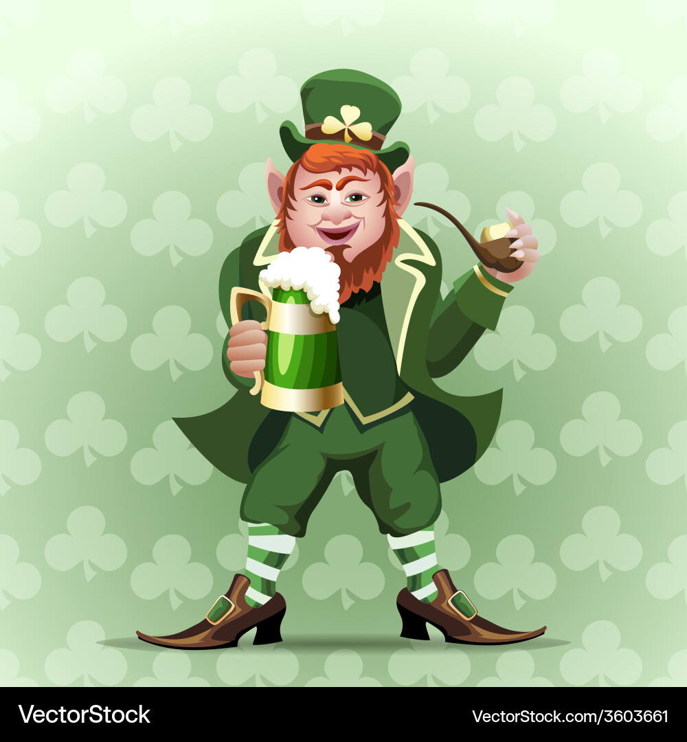 Smiling leprechaun Royalty Free Vector Image - VectorStock