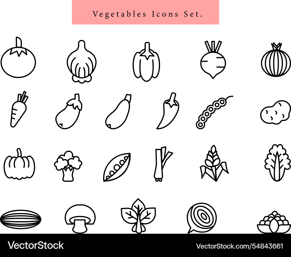 Vegetables line art icons set Royalty Free Vector Image
