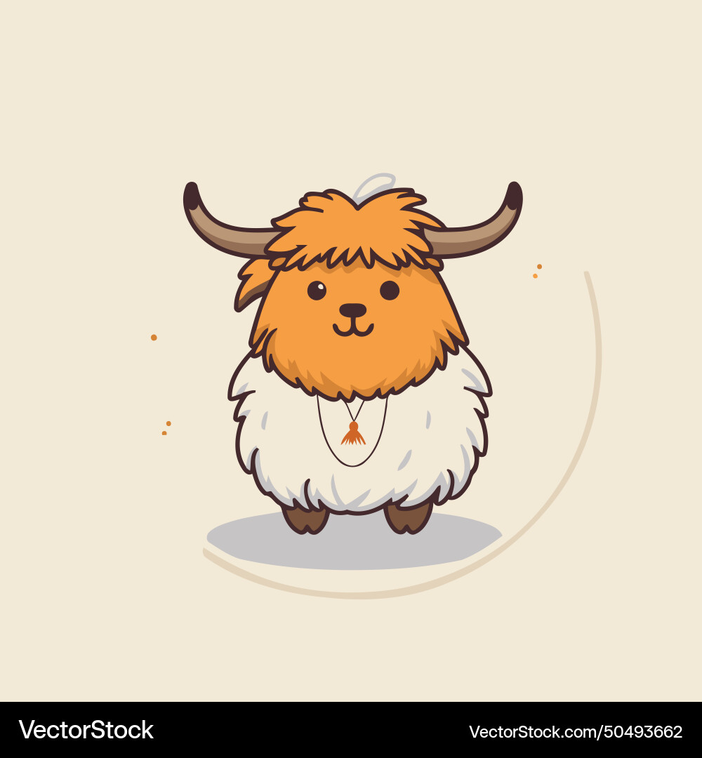 Cute cartoon yak isolated on white background Vector Image