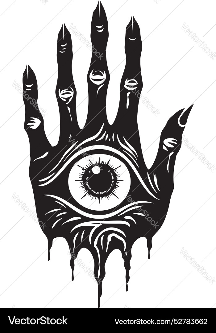 Diabolic sight devil hand holding eyeball icon Vector Image