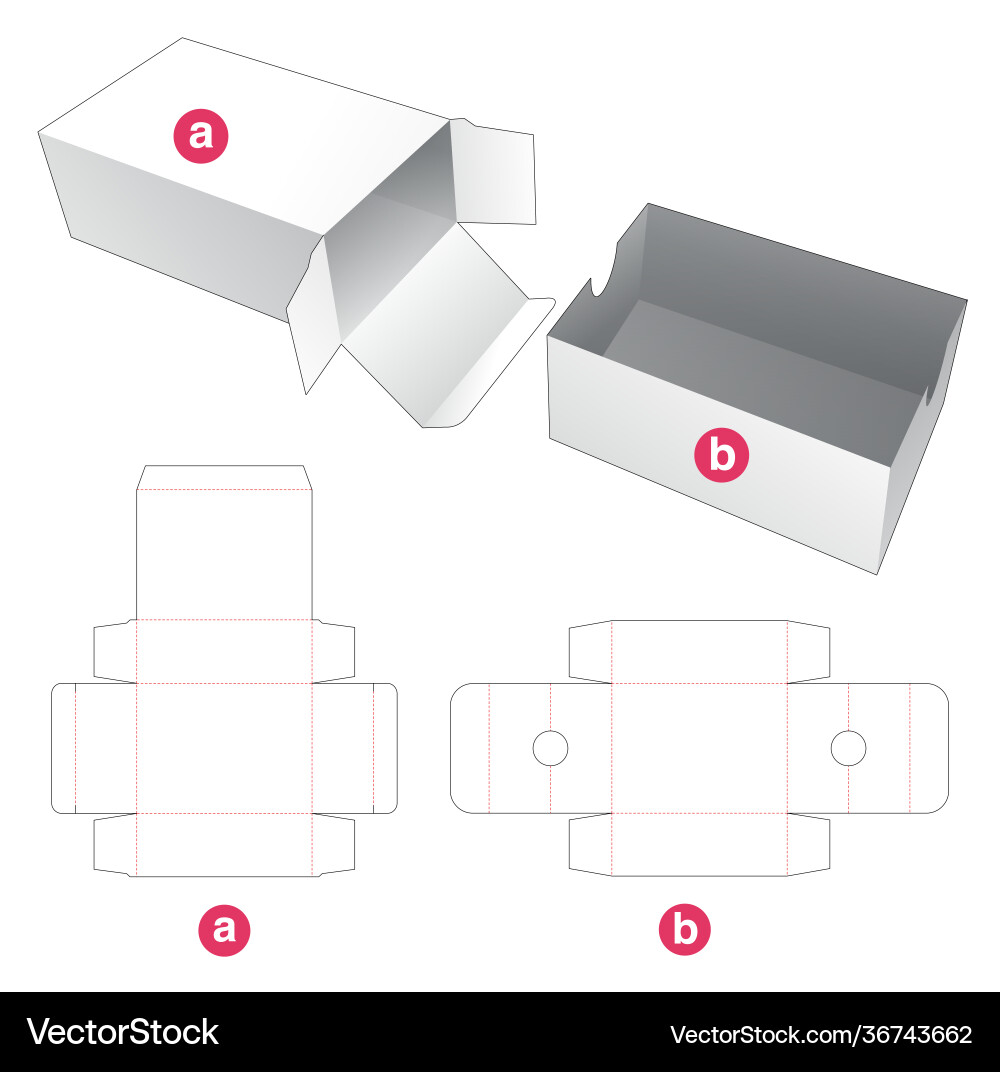Packaging box with insert tray die cut template Vector Image