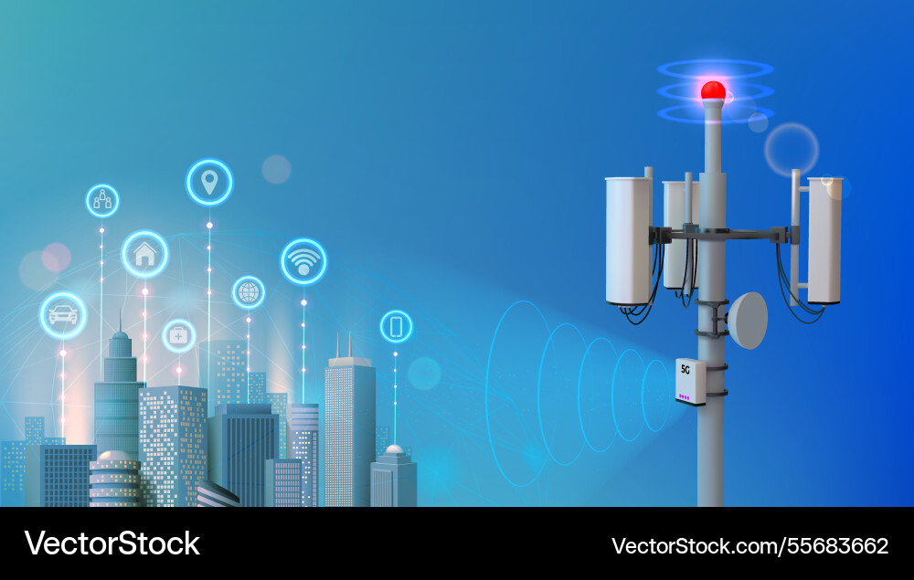Telecom tower telecommunication 5g antenna Vector Image