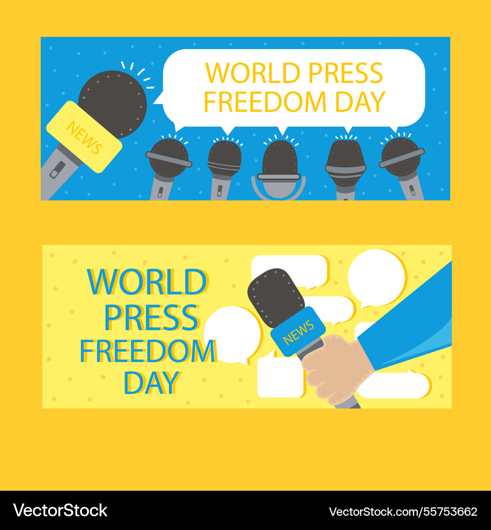 Yellow world press freedom day banners Royalty Free Vector