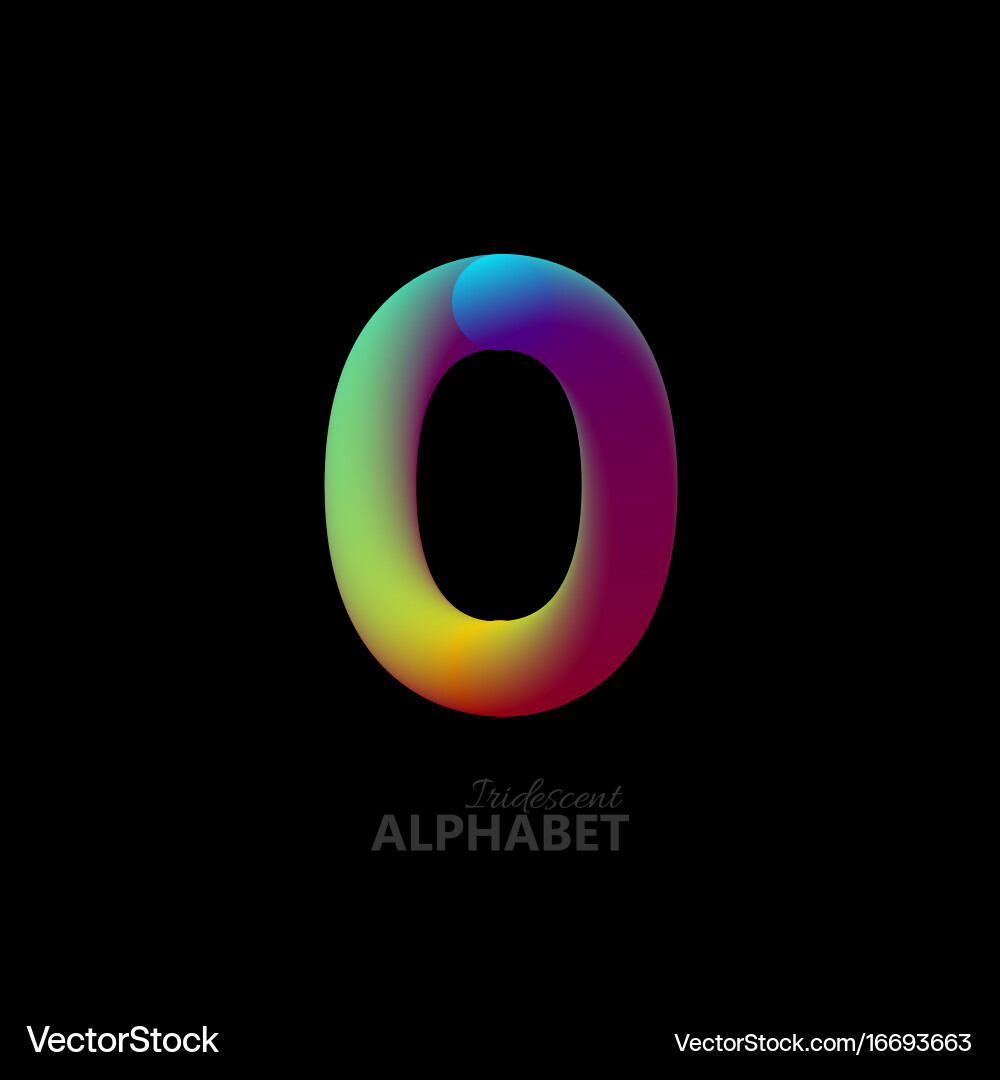 3d iridescent gradient number 0 Royalty Free Vector Image