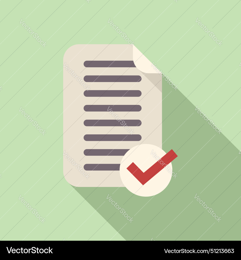 Approved document icon flat seal paper Royalty Free Vector