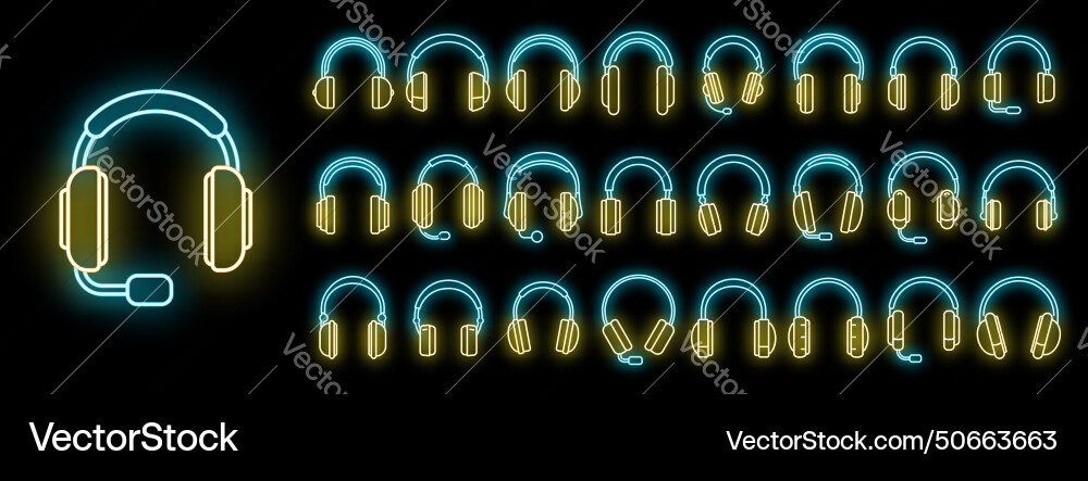 Audio headset neon Royalty Free Vector Image - VectorStock
