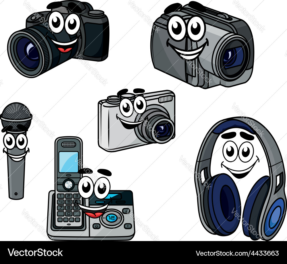 Cartoon cheerful digital devices and gadget Vector Image