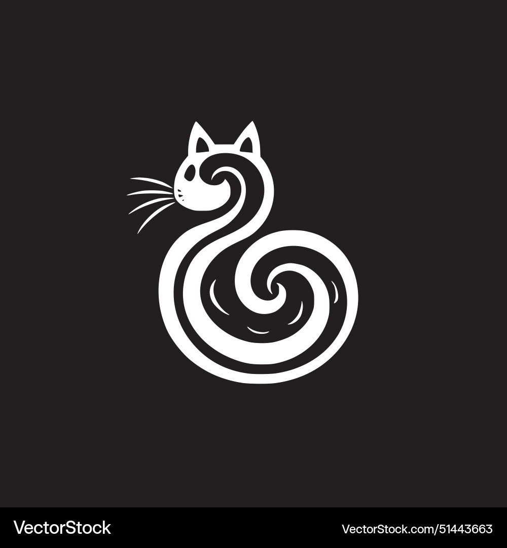 Cat - black and white isolated icon Royalty Free Vector
