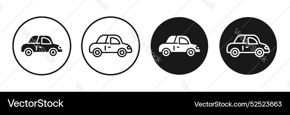 Compact car icon set black filled and outlined Vector Image