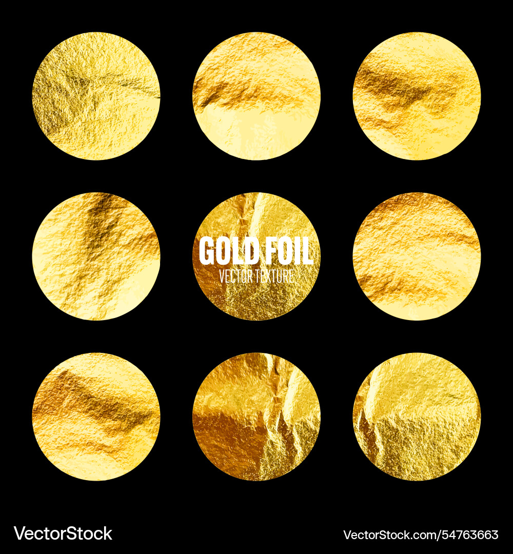 Gold foil shiny handmade circles golden Royalty Free Vector