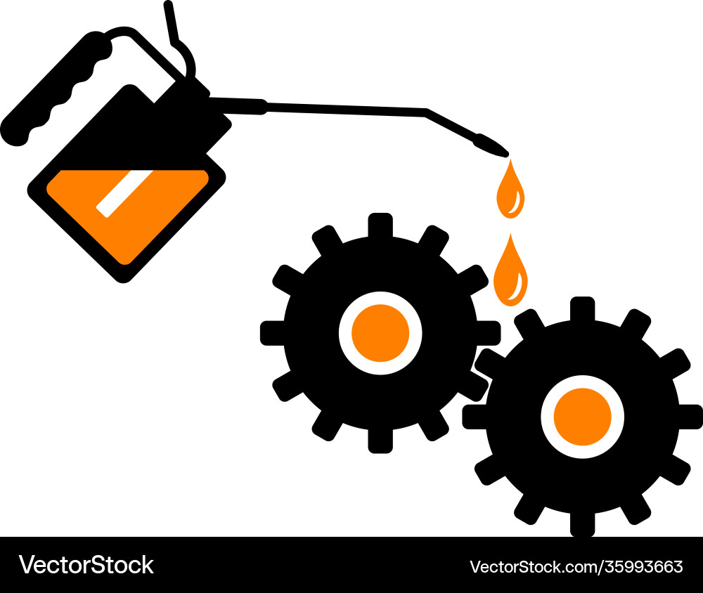 Lubrication gears with an oil can Royalty Free Vector Image