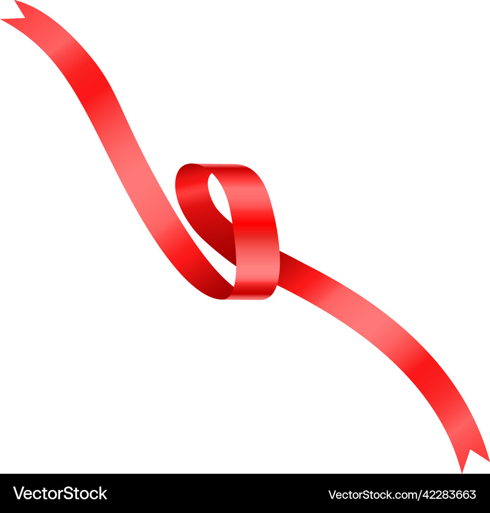 Realistic red ribbon glossy silk loop mockup Vector Image