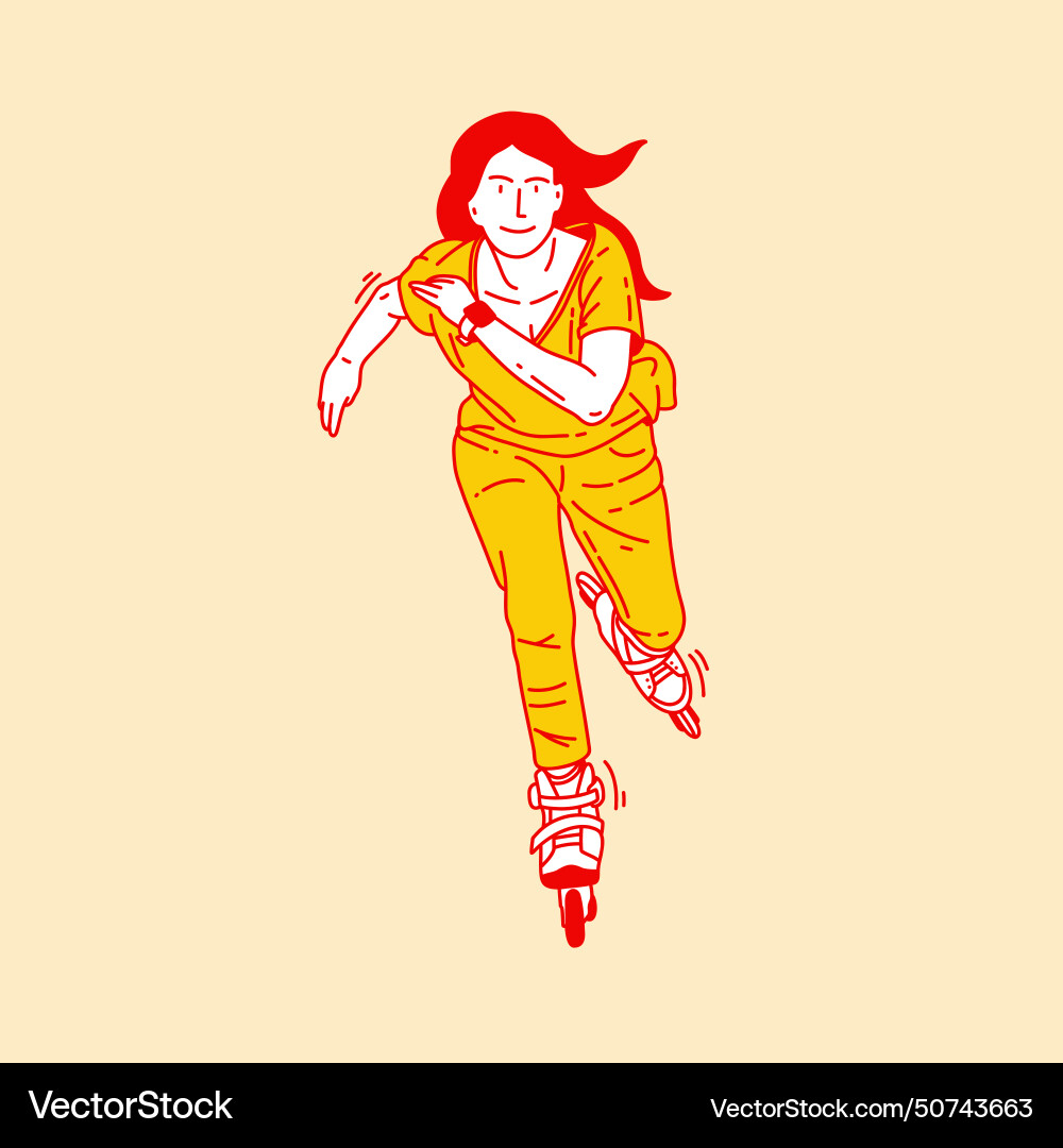 Simple cartoon of roller skating 3 Royalty Free Vector Image