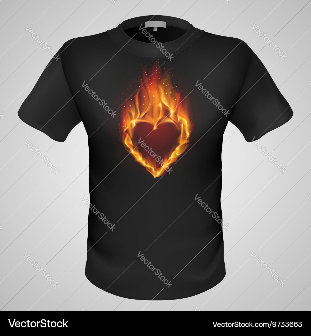T shirts black fire print man 21 Royalty Free Vector Image