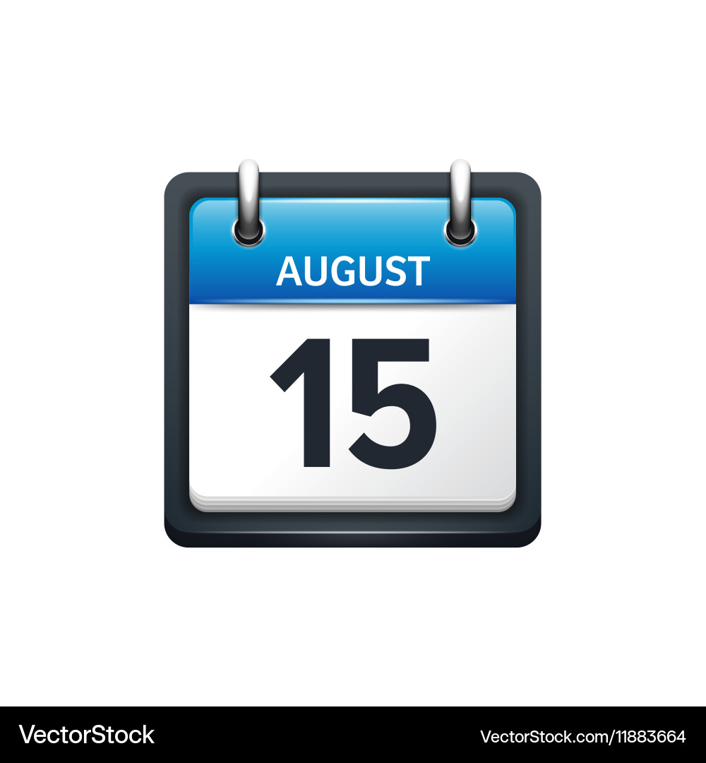 August 15 Calendar Icon Royalty Free Vector Image