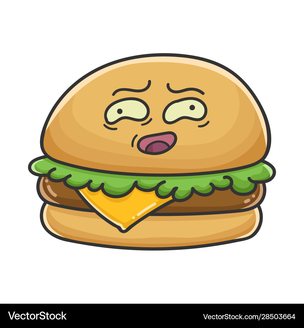 Awkward cheese burger cartoon Royalty Free Vector Image