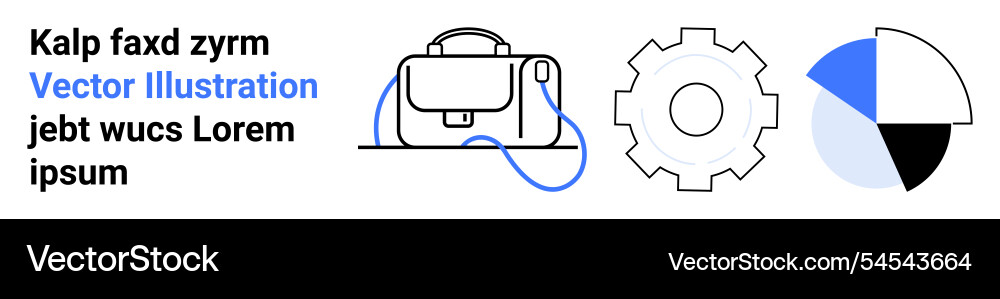 Business briefcase gear diagram and pie chart Vector Image