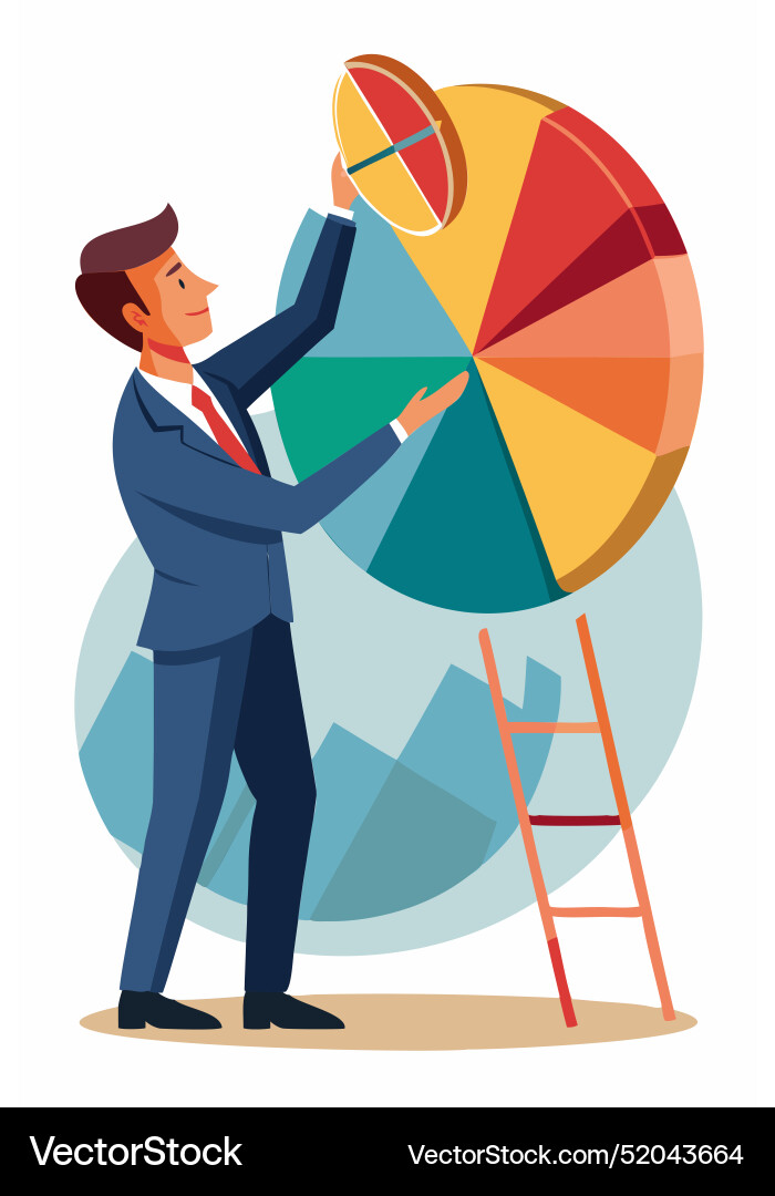 Businessman Adjusting Pie Chart Royalty Free Vector Image 