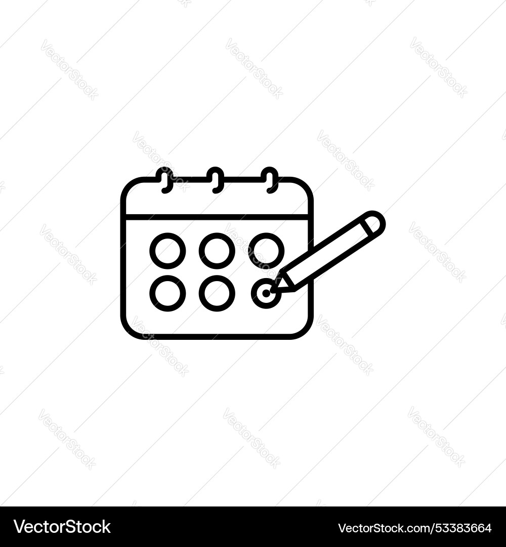 Calendar pen icon set event schedule pictogram Vector Image