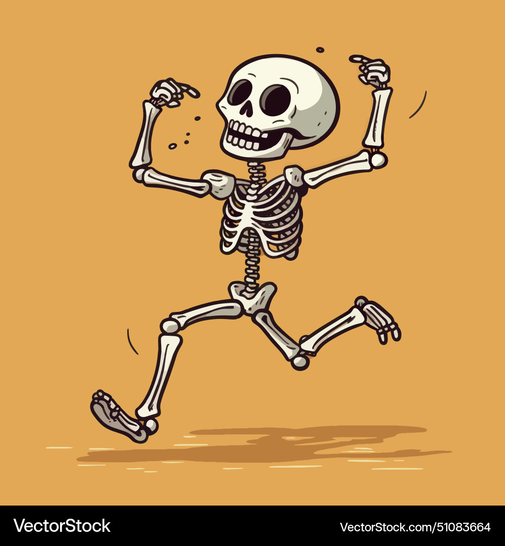 Cartoon jig lively skeleton Royalty Free Vector Image