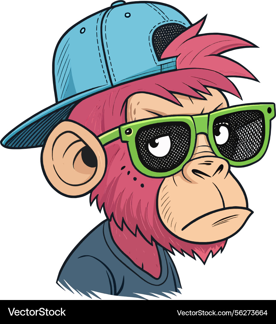 Cool monkey cartoon wearing hat Royalty Free Vector Image