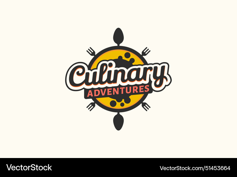 Culinary adventure logo with a combination Vector Image