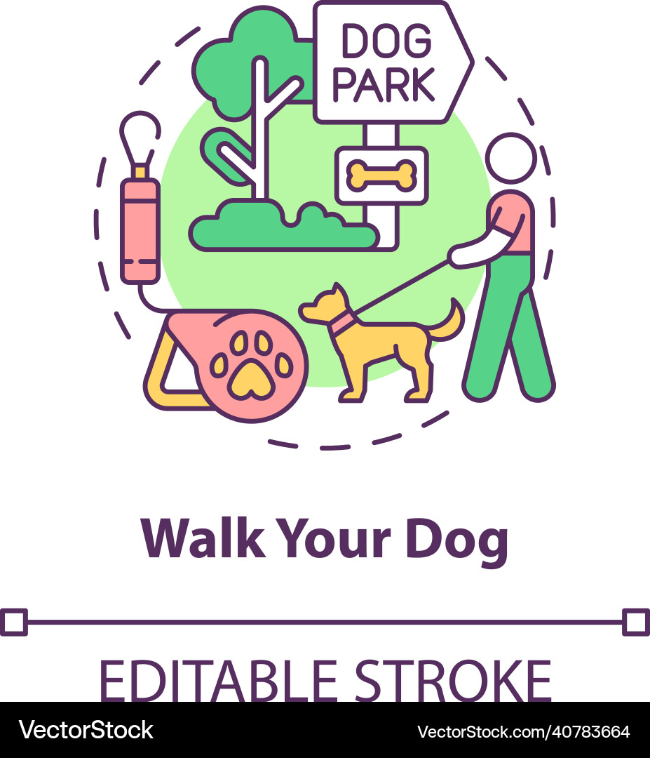 Dog Walking Concept Icon Royalty Free Vector Image