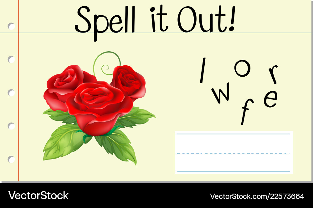 Flower Spelling Worksheet Royalty Free Vector Image