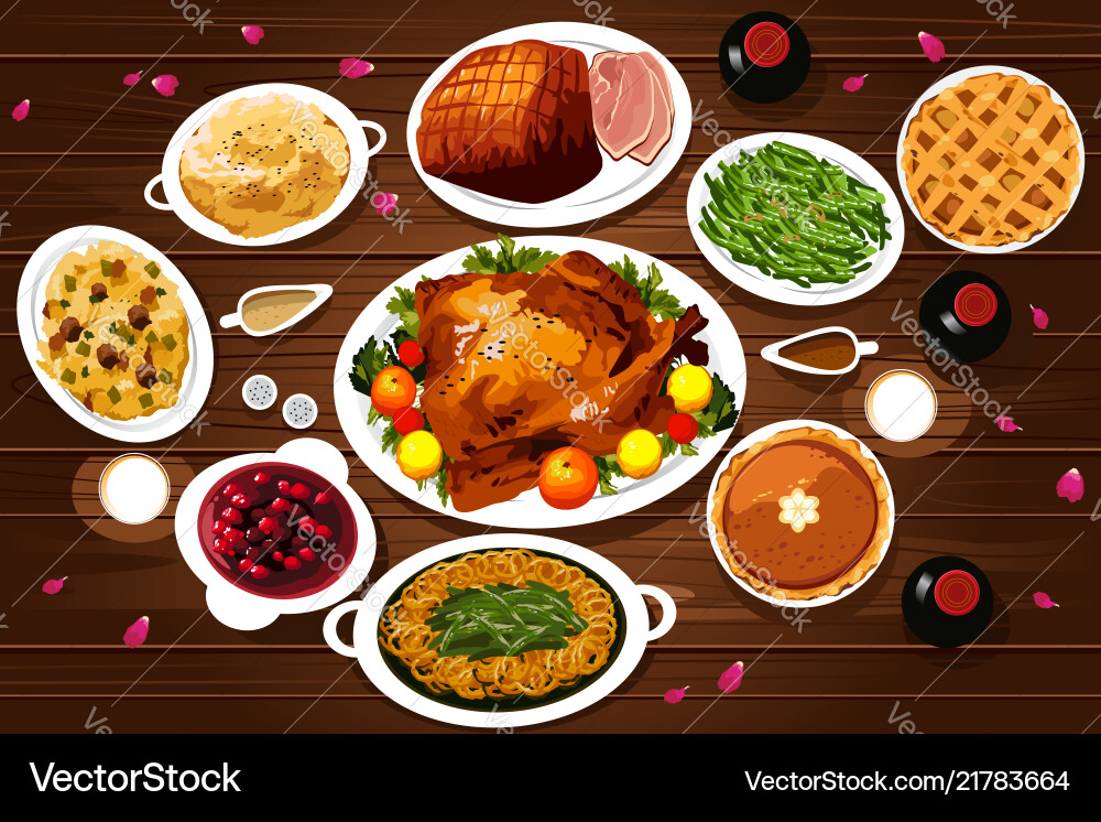 Food of thanksgiving dinner Royalty Free Vector Image
