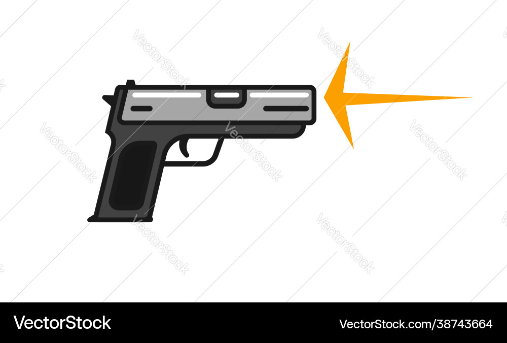 Gun or handgun shooting icon line outline Vector Image