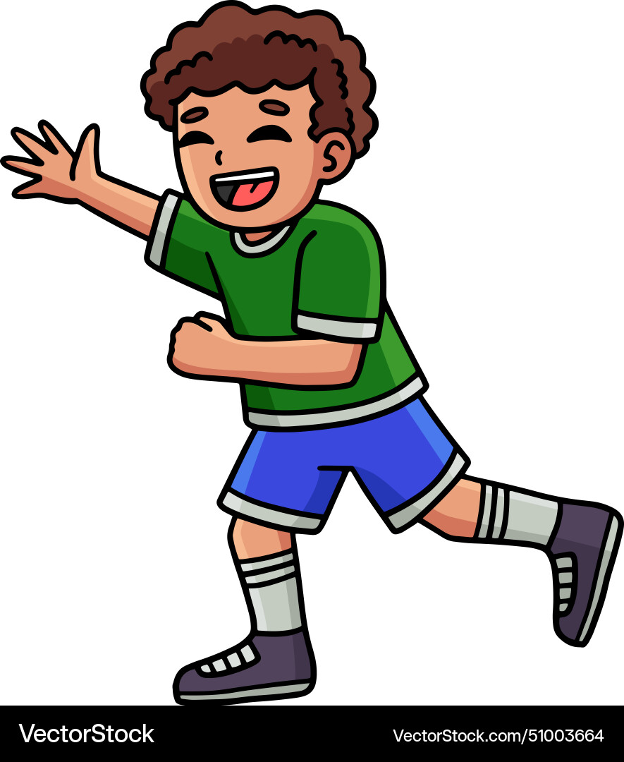 Happy boy running cartoon colored clipart Vector Image