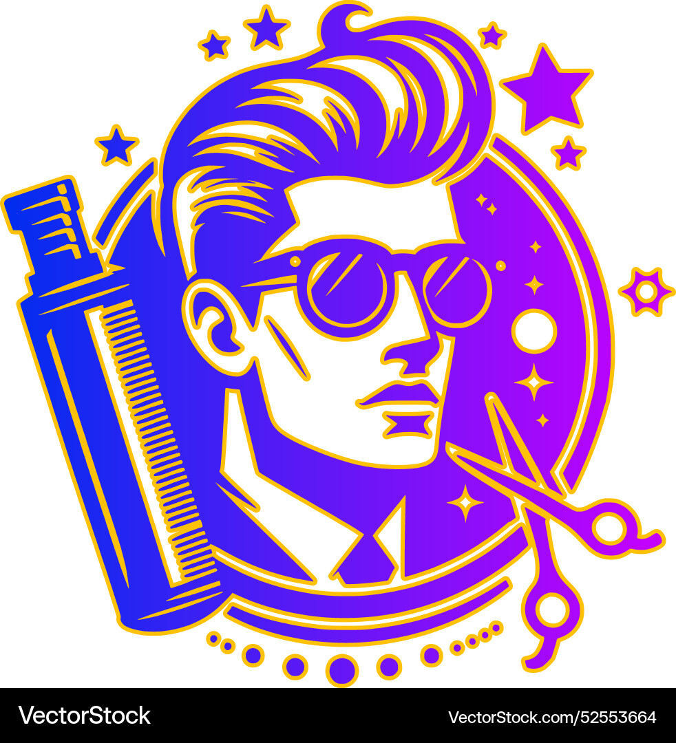Mens beard hairstyle logo icon art Royalty Free Vector Image