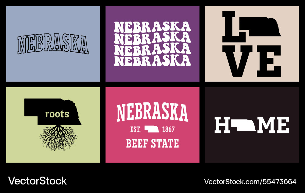 Nebraska state text t shirt design Royalty Free Vector Image