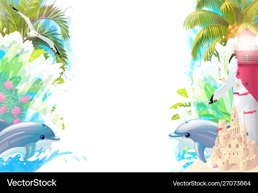 Sea border background Royalty Free Vector Image