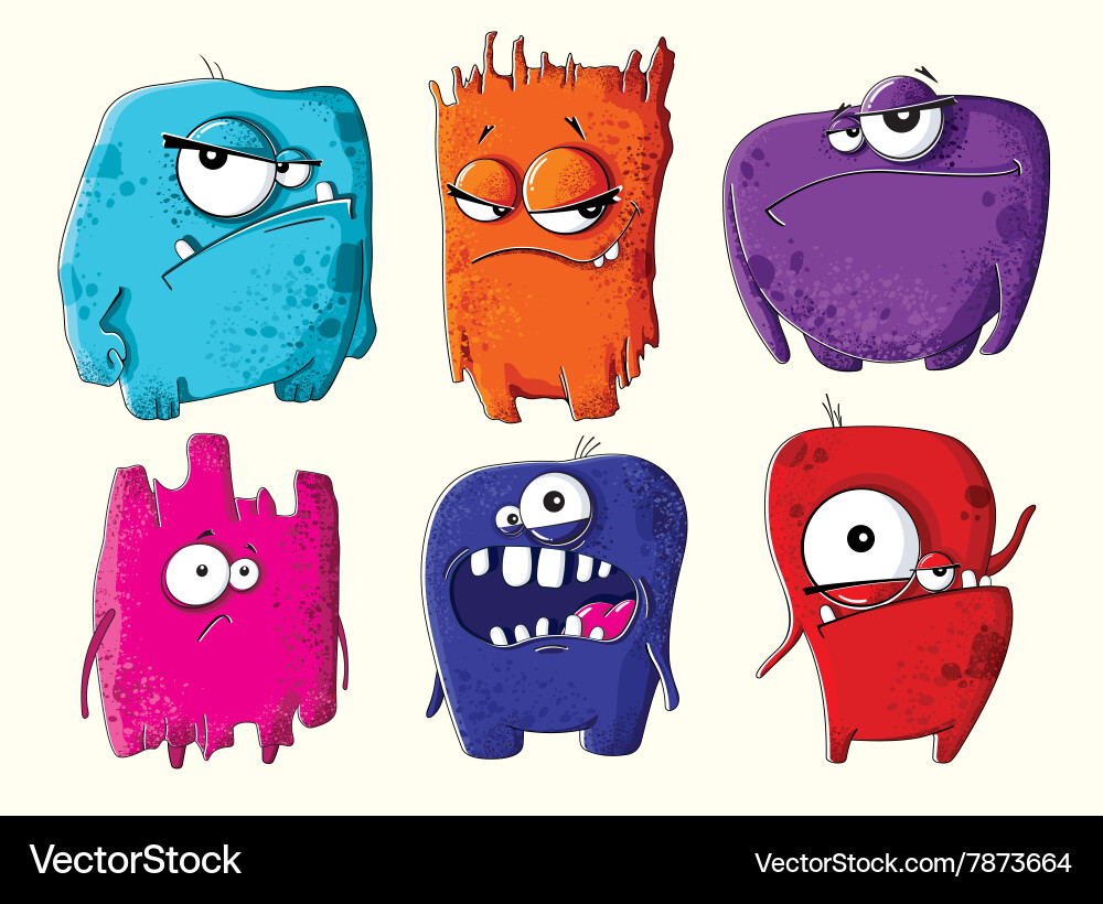 Six Cartoon Monsters Royalty Free Vector Image