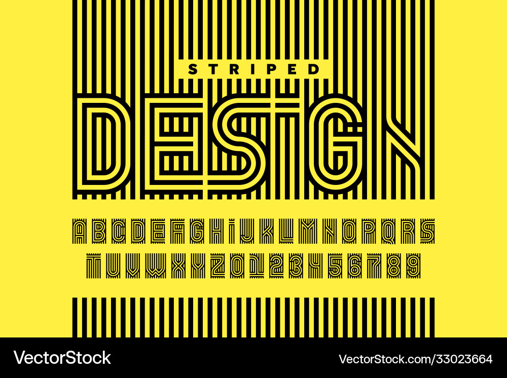 Striped design style font alphabet letters Vector Image