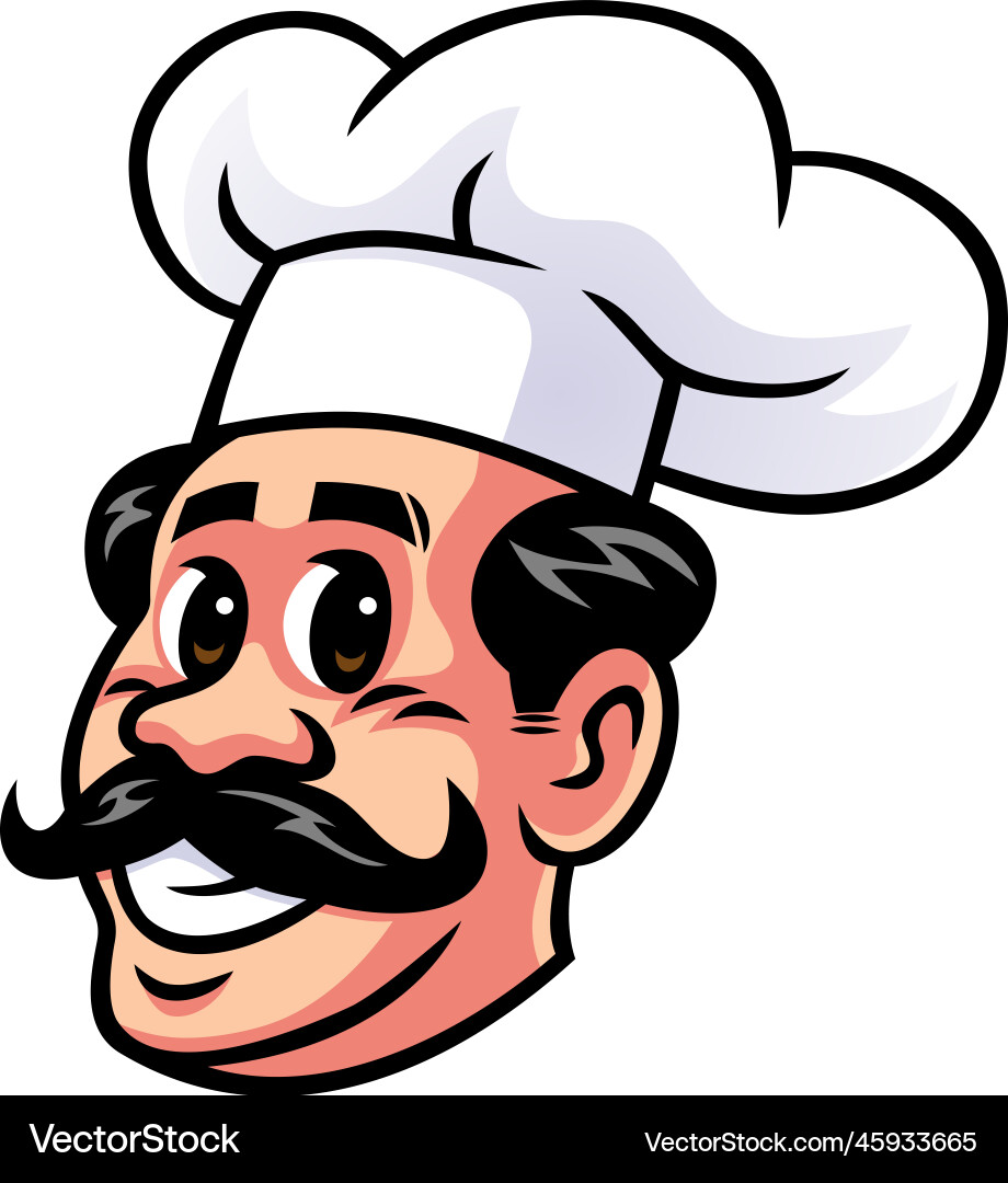 Chef mustache head smile happy mascot logo Vector Image