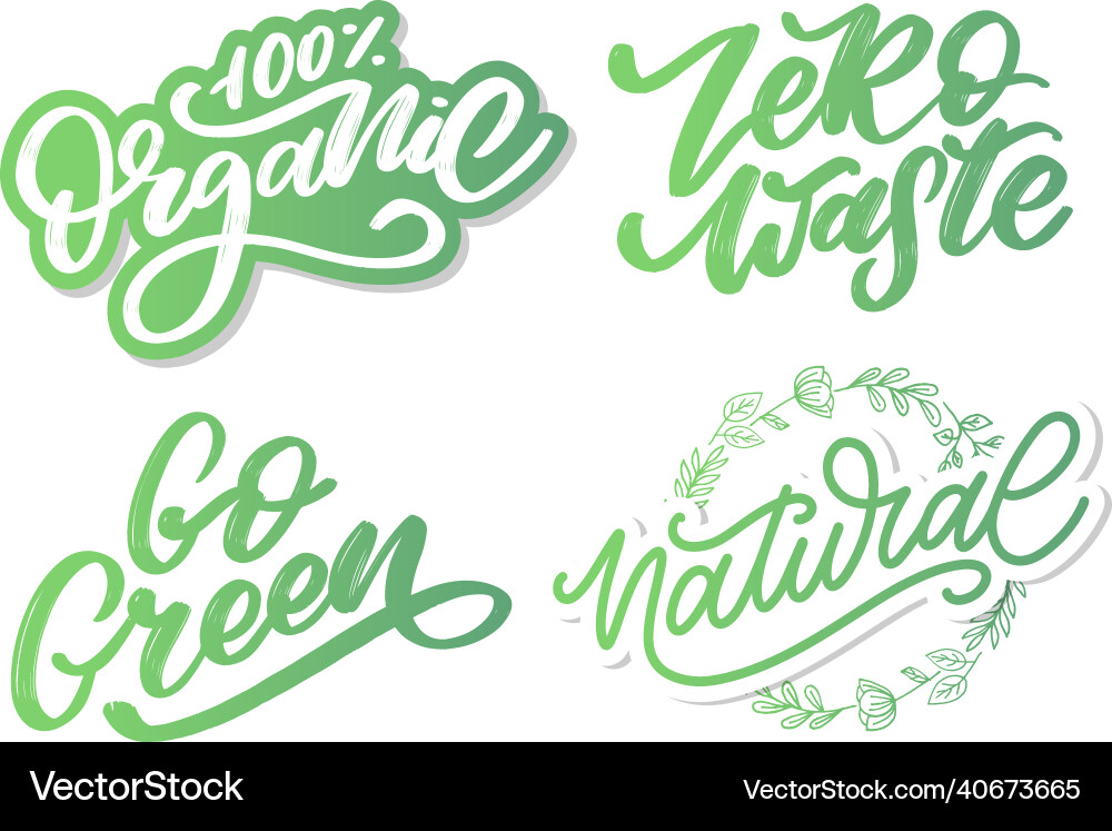 Concept set zero waste handwritten text title Vector Image